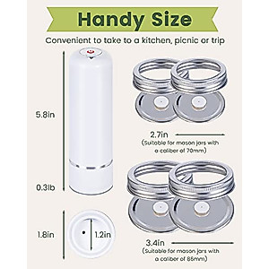 Electric Mason Jar Vacuum Sealer, SEANCHEER Food Saver Jar Sealer Kit for Wide Mouth and Regular Mouth Mason Jars with Electric Vacuum Pump for Food Storage and Fermentation (No Opener Required)