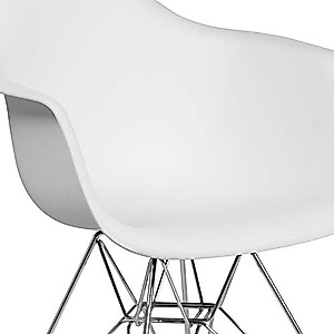 Flash Furniture Alonza Series White Plastic Chair with Chrome Base
