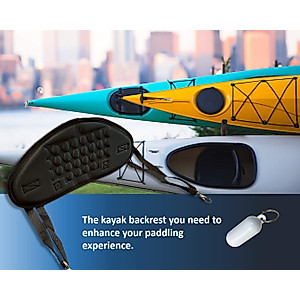 Pactrade Marine Adjustable Straps Black Padded Kayak Back Canoe Backrest Support Comfy Cushion Sit On Top Fishing Brass Clips Canoeing Kayaking Rafting Rest Pad Antiskid (2)