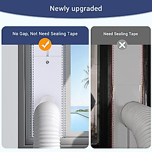 BROSYDA Portable Air Conditioner Window Vent Kit, Upgraded Seamless Portable AC Vent Kit with 5.1" Diameter of Exhaust Hose & Universal Coupler, Adjustable Window Seal Kit for Sliding Window