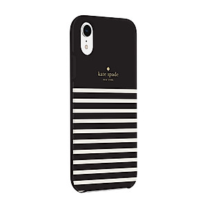 kate spade new york Black/Cream Feeder Stripe Case for iPhone XR - Soft Touch Protective Hardshell