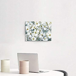 ARTISTIC PATH Flower Abstract Art Floral Picture: White Botanical Artwork Painting on Canvas Wall Art for Bedrooms (16" W x 12" H,Multi-Sized)