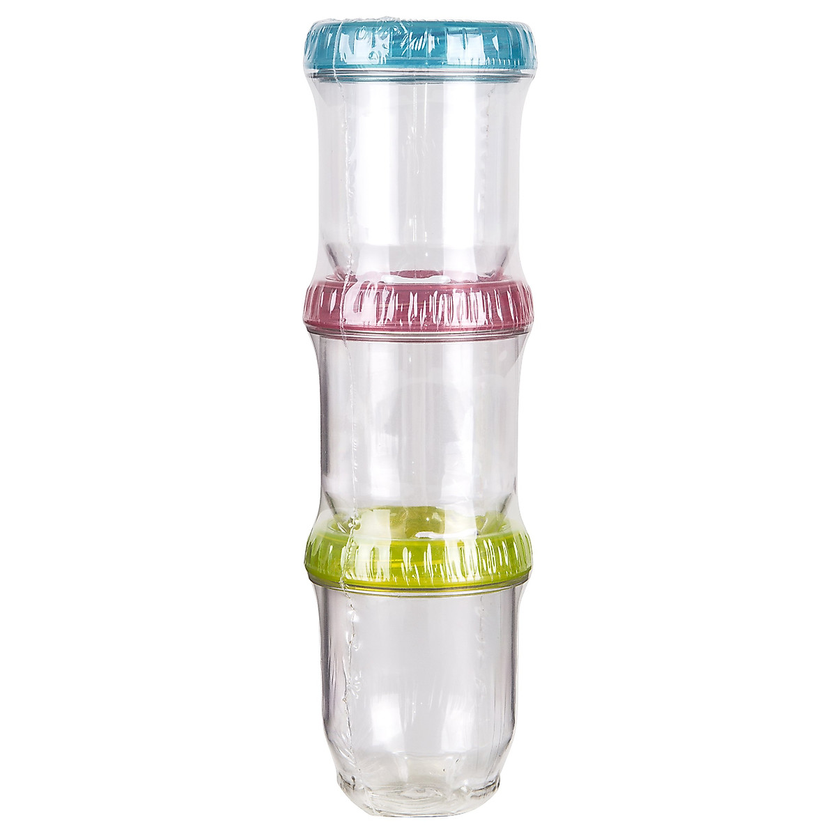 ArtBin 6941AD Twisterz Tall 3-Pack, Small Art & Craft Organizers, 3.4 Fluid oz, [3] Interlocking Plastic Jars, Clear with Multicolored Lids, Multi Colored, 3 Piece