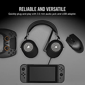 Corsair HS65 SURROUND Gaming Headset (Leatherette Memory Foam Ear Pads, Dolby Audio 7.1 Surround Sound on PC and Mac, SonarWorks SoundID Technology, Multi-Platform Compatibility) Carbon