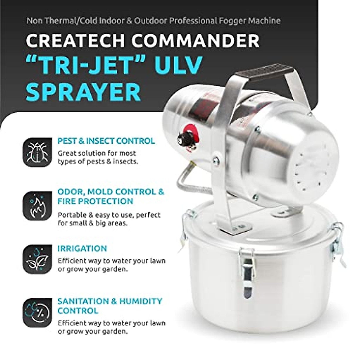 Createch Commander Tri Jet ULV Sprayer Non Thermal Cold Indoor and Outdoor Professional Fogger Machine
