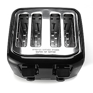 Dominion 4-Slice Toaster with Shade Control, Slide-Out Crumb Tray, Auto-Shutoff Cord Storage & Cool Wall, Toast Lift, Black