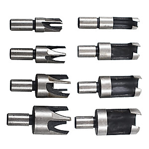 kimllier 8Pcs Carbon Steel Boring Drill Bits Wood Plug Hole Cutter Dowel Cutting Shank Drill Bit Set