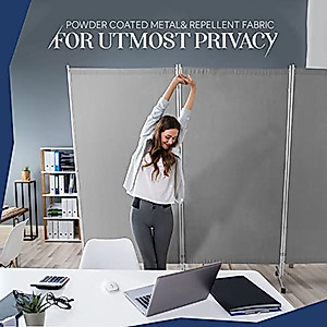PRIVÄCY Partition Room Dividers Screen | Folding Privacy Screens with 8 Wheels for Office, Classroom & Studio - Hardware Included | Indoor & Outdoor Wall Divider with Brakes (Grey)