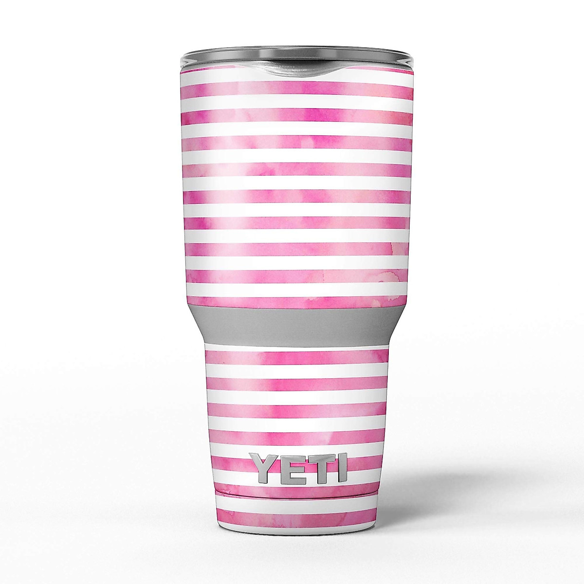 Design Skinz The Grungy Pink Watercolor with Horizontal Lines - Skin Decal Vinyl Wrap Kit Compatible with The Yeti Rambler Cooler Tumbler Cups