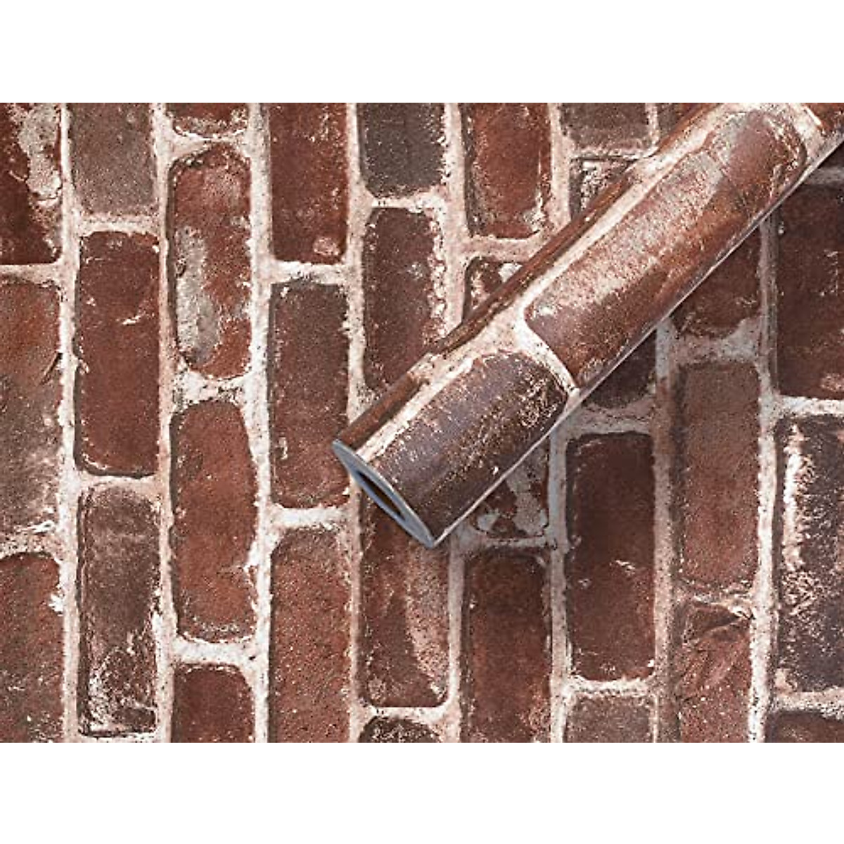 Akywall Red Brick Wallpaper Peel and Stick Realistic Distressed Textured Rock Stone Self Adhesive Contact Paper Embossed Vintage Removable Vinyl Wall Paper Faux Brick Look Wall Covering 118inch