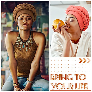 Hanaive 6 Pcs African Head Wraps for Black Women Braid African Turban Cap Twisted Headscarf Turbans Cover Wrap Hat(Bright Colors)