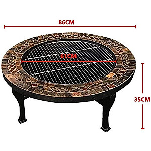 LEAYAN Garden Fire Pit Portable Grill Barbecue Rack Outdoor Fire Tables Slate Barbecue Table, Courtyard Round Stone Table, Charcoal Barbecue Grill, for Backyard Garden Camping for Camping