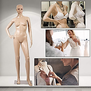 Female Mannequin Manikin Dress Form Female Full Body 69 Inch Adjustable Mannequin Stand Realistic Mannequin Display Head Turns Dress Model W/ Metal Base