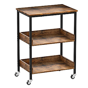Kitchen Microwave Cart, 3 Tier Rolling Kitchen Utility Cart on Wheels Coffee Cart, Kitchen Storage Islands for Living and Kitchen Room