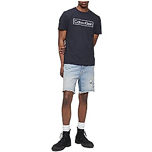 Calvin Klein Men's CK Box Logo Crewneck T-Shirt, Black Beauty, X-Large