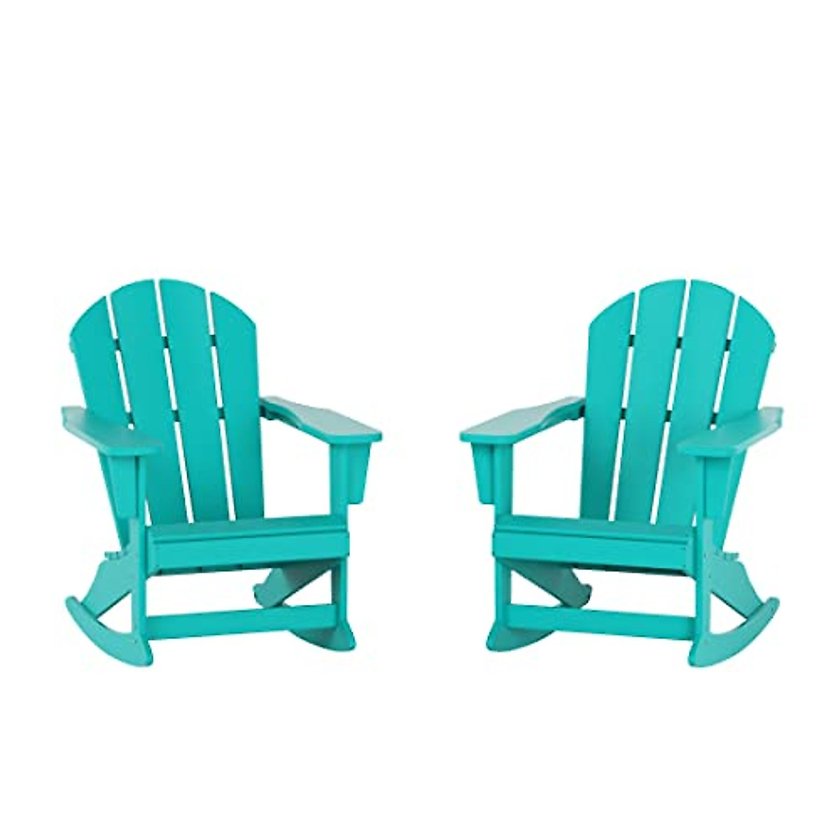 WO Home Furniture Adirondack Rocking Chair Set of 2PCS Patio Outdoor Chairs (Turquoise)