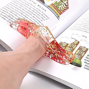 RMSK Book Page Holder for Reading - 2 Pcs Dried Flower Resin Thumb Book Page Holder and 2 Pcs Bookmark with Tassel - Useful Book Accessories for Reading Lovers, Teachers, and Students