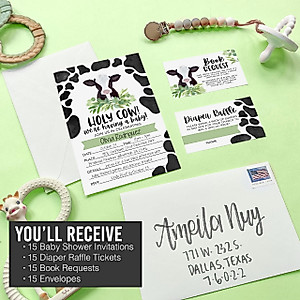 Hadley Designs 15 Holy Cow Baby Shower Invitations Gender Neutral Baby Girl Baby Shower Invitations For Girl Cow Theme, Boy Baby Shower Invitations Boy Cow, Holy Cow Invitations For Baby Shower Girl