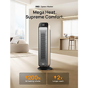 Dreo Space Heater for Indoor Use, 25" 11.5ft/s Fast Electric Heater with Remote and Thermostat, 3 Modes, Overheating & Tip-Over Protection, Portable Heater for Large Room, Bedroom, Office, Gold