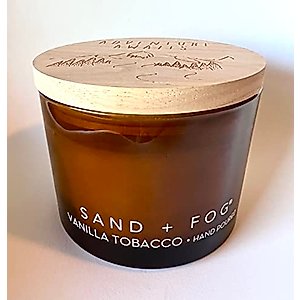 Sand + Fog Vanilla Tobacco Scented Candle Stamped Wooden Lid