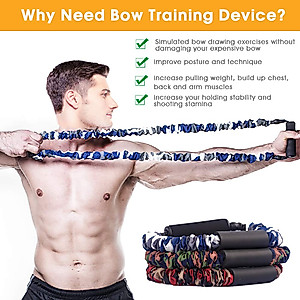 Archery Bow Trainer, Archery Draw Training Aid Strength Training, Anti-Break Latex Resistance Bands, Archery Exerciser Training Device For Recurve Bow Compound Shooting Kids Adults Beginner Experts