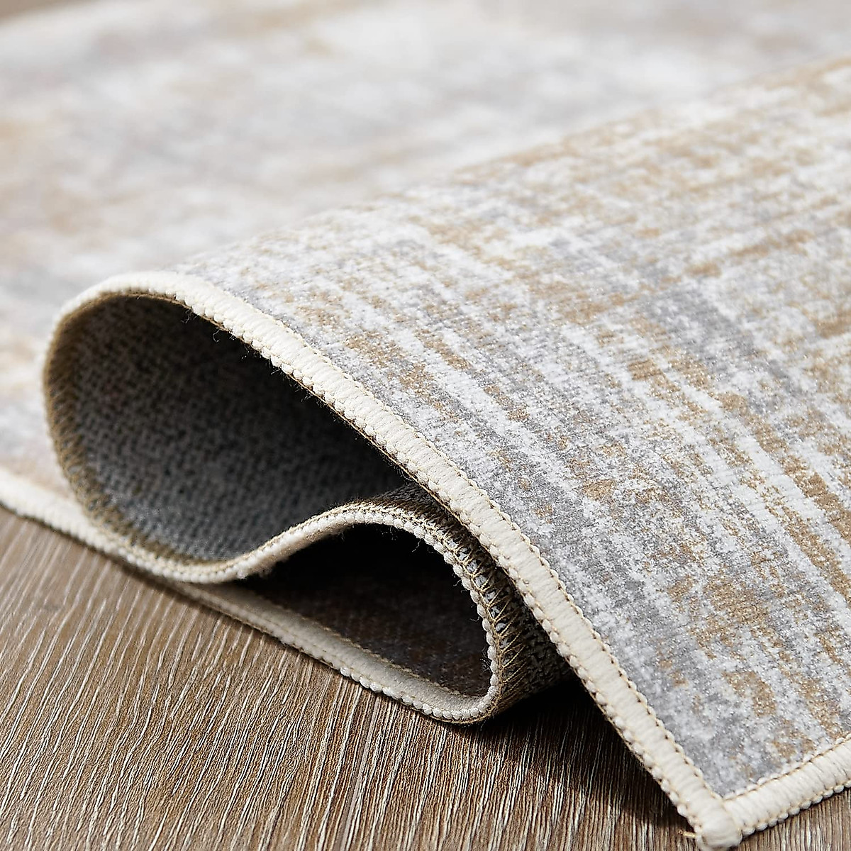 jinchan Area Rug 4x6 Abstract Sketch Distressed Taupe Multi Print Non-Slip Washable Rug Bedroom Thin Rug Colorful Overdyed Mat Kitchen Rug Contemporary Carpet Living Room Play Mat