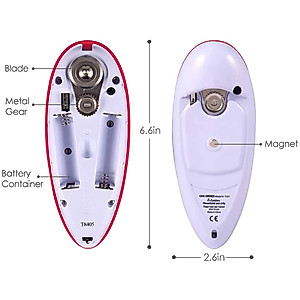 AUBNICO Electric Can Opener,Restaurant Can Opener Smooth Edge Automatic Electric Can Opener No Sharp Edge Ideal for Home,Red+White