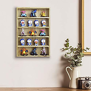 Ikee Design Wooden Wall-Mounted Display Shelves Rack for Figures, Shot Glasses, Spice Can or Collection, 11" W x 3.13" D x 16.13" H, Oak Color