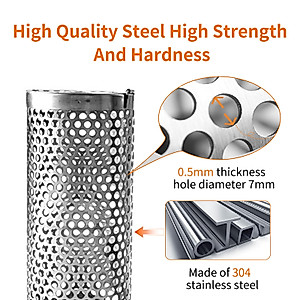 Vilopin Rolling Grilling Baskets for Outdoor Grill BBQ,Net Tube,Stainless Steel Large Round Mesh Rotation Barbecue Cylinder Cage Cooking Accessories for Veggies Fish Meat Food Camping Family Picnic