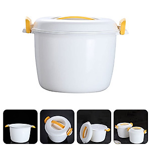 UPKOCH Microwave Rice Pots Microwave Rice Steamer Cooker Microwave Cooker Food Container Microwaveable Container for Vegetables Oatmeal Soup Chicken Pasta and More Yellow Micro Rice Cooker