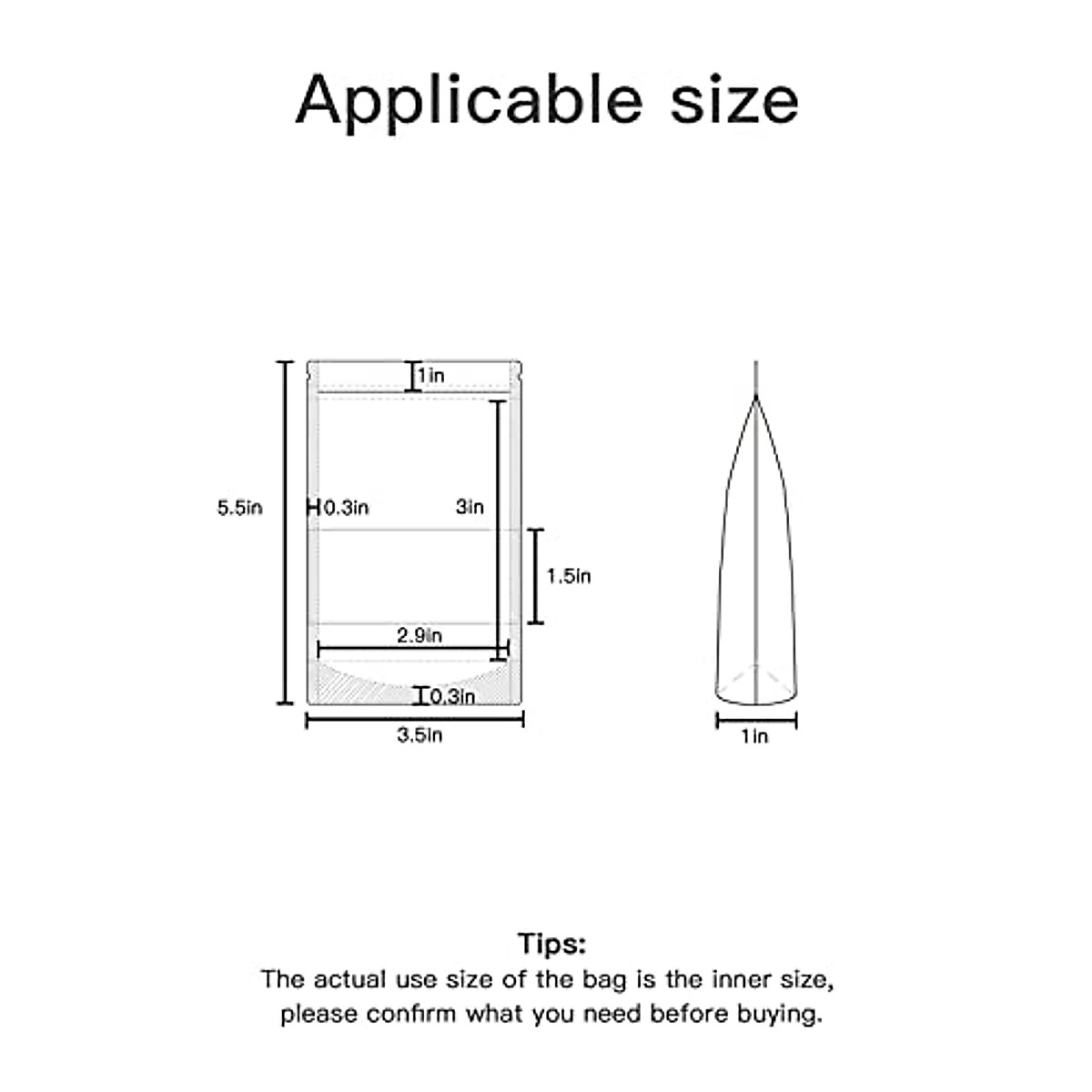 FireKylin 100 Pcs Resealable Bags,3.5" x 5.5" Stand Up Kraft Paper Bags with Matte Window, Zip Lock Food Storage Bags for Packaging Products, Reusable, Sealable