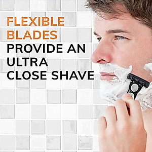 BIC Flex 4 Refillable Razors for Men, Long-Lasting 4 Blade Disposable Razors for Sensitive Skin, 1 Handle and 8 Cartridges, 9 Piece Shaving Kit