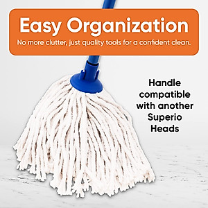 Superio String Mop Replacement, Cotton Mop Head, Refill for Cotton String Mop for Hardwood Floor Cleaning Self Wringing Mop for Home, Kitchen, Bath Heavy Duty Mop Commercial/Industrial, 10” Strings