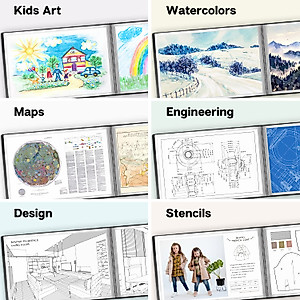 Dunwell 11x17 Portfolio Binder (Black, Horizontal), Presentation Book with 24 Pockets, Large 11 x 17 Art Portfolio Folder, Acid-Free Poly Cover and Sleeves