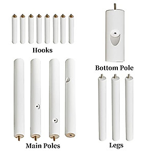 Aibiju Coat Rack Stand, Standing White Coat Rack with 8 Hooks and 3 Height Options, Small Hall Tree Coat Rack, Coat Tree Freestanding Suitable for Kids, Easy to Assemble White YD-1005