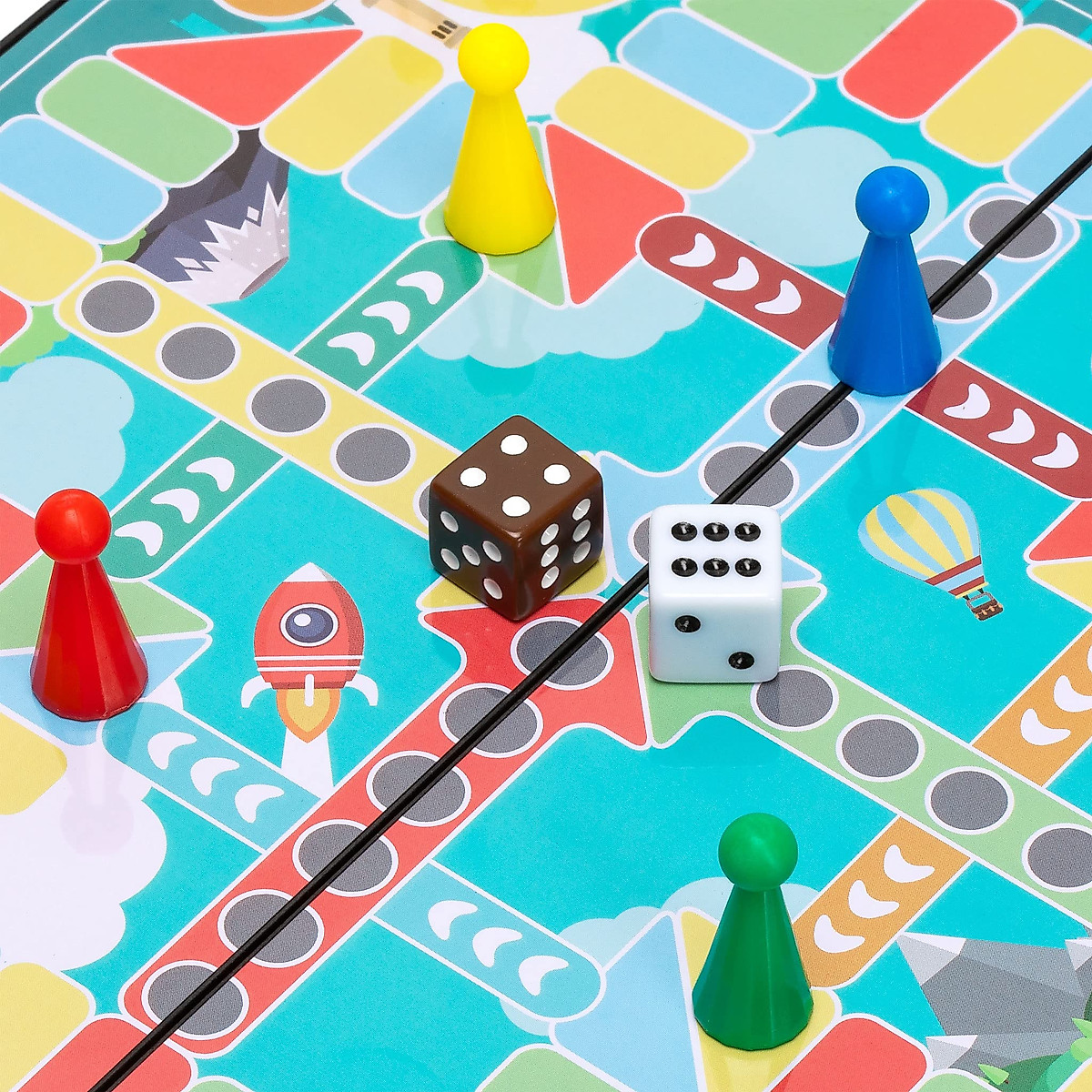 Yellow Mountain Imports Ludo Magnetic Folding Travel Large Board Game Set - 8 Inches - Portable Classic Strategy Game Set