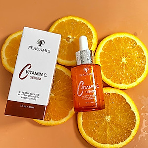 Peauamie Vitamin C Serum for Face Anti Aging with 2% Hyaluronic Acid and 1% Retinol Ferulic Acid,Moisturizer for Fine Lines and Wrinkles 1 fl oz