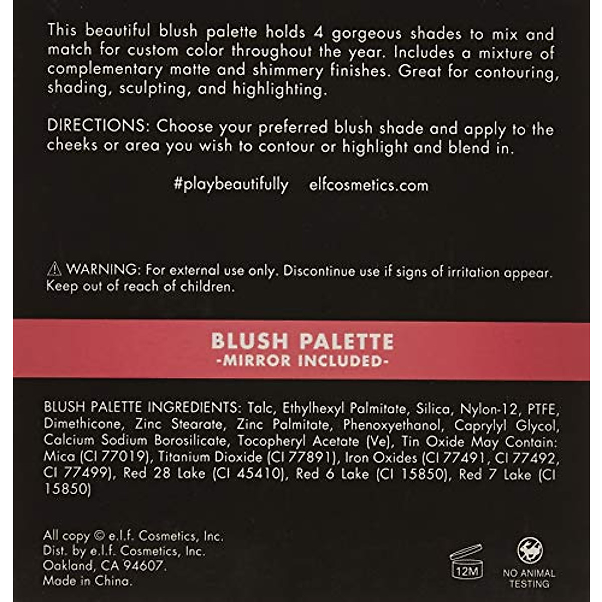 e.l.f. Powder Blush Palette, 4 Tonal Shades, Light, 0.56 oz.