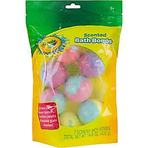 Crayola Colorful Scented Bath Bombs for Kids, Color You Bath Non-Toxic Bathbomb Fizzies for Boys Girls Holiday Stocking Stuffer, Grape Jam, Laser Lemon, Cotton Candy, & Bubble Gum Scents