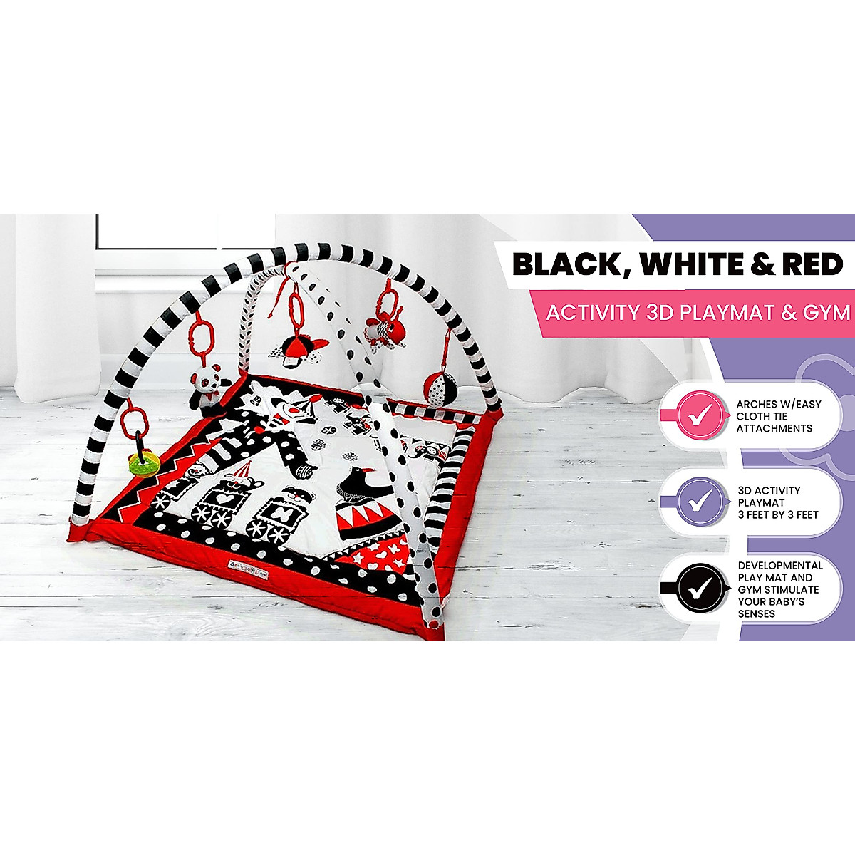 Black, White & Red Activity 3D Playmat & Gym