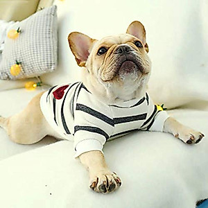 Pet Sweaters for Small Dogs Female Fashion Pet Stripes Shirt Love Print Cat Breathable T-Shirt for Spring Summer Vest Pajamas Dog Clothing
