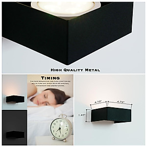 HEQIQEH Set of 2 Modern Style Battery Operated RGB Sconces, Indoor Up and Down LED Wall Lamp with Remote Control, Black Metal Dimmable Cordless Wall Lighting Fixtures for Corridor, Hallway, Galleries