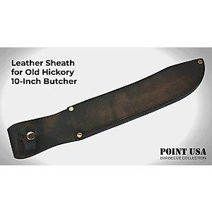 Generic 10 inch Knife Sheath - Made to Fit 10-Inch Old Hickory Butcher Knives OKC Leather with Belt Loop in Color Black (10 Inch)