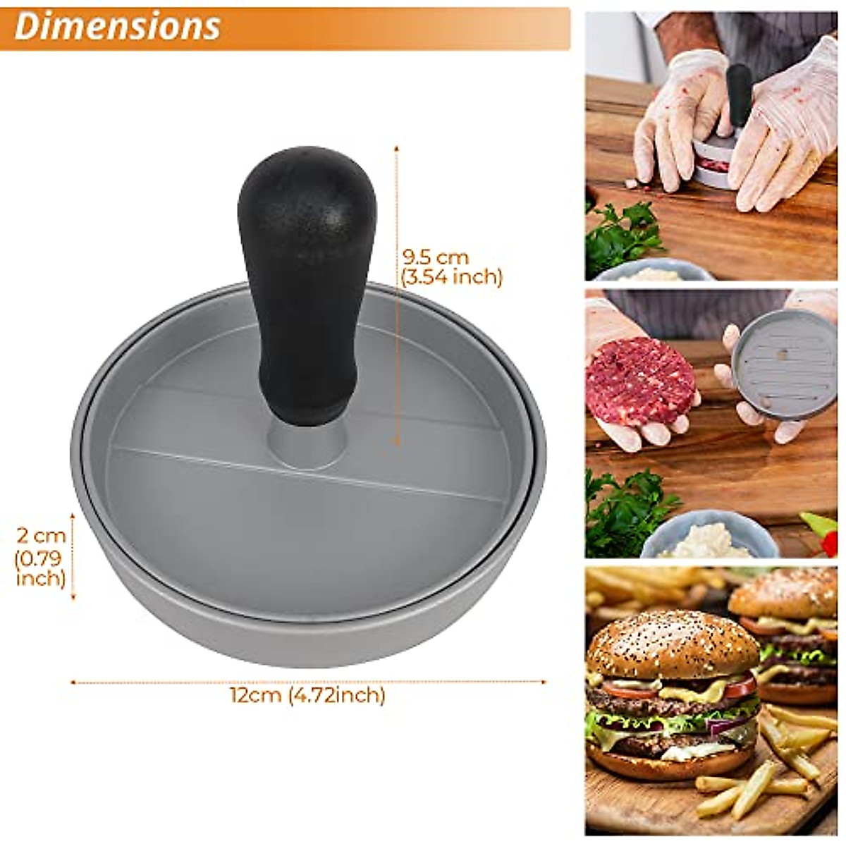 Hamburger Patty Press Non Stick - Surfaces Clean Easily Adjustable Aluminum Mold Flat Round Shaper with 110 Paper Sheets Essential Tool to Make Beef Veggie Burger