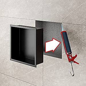 NICHEXIN Bathroom Hardware 12 Shower Niche Bathroom Shelves Shower Niche Stainless Steel Niche for Shower 12 x 12inch Tilted 91-Degree Angle Easy Cleaning(Matte Black)…
