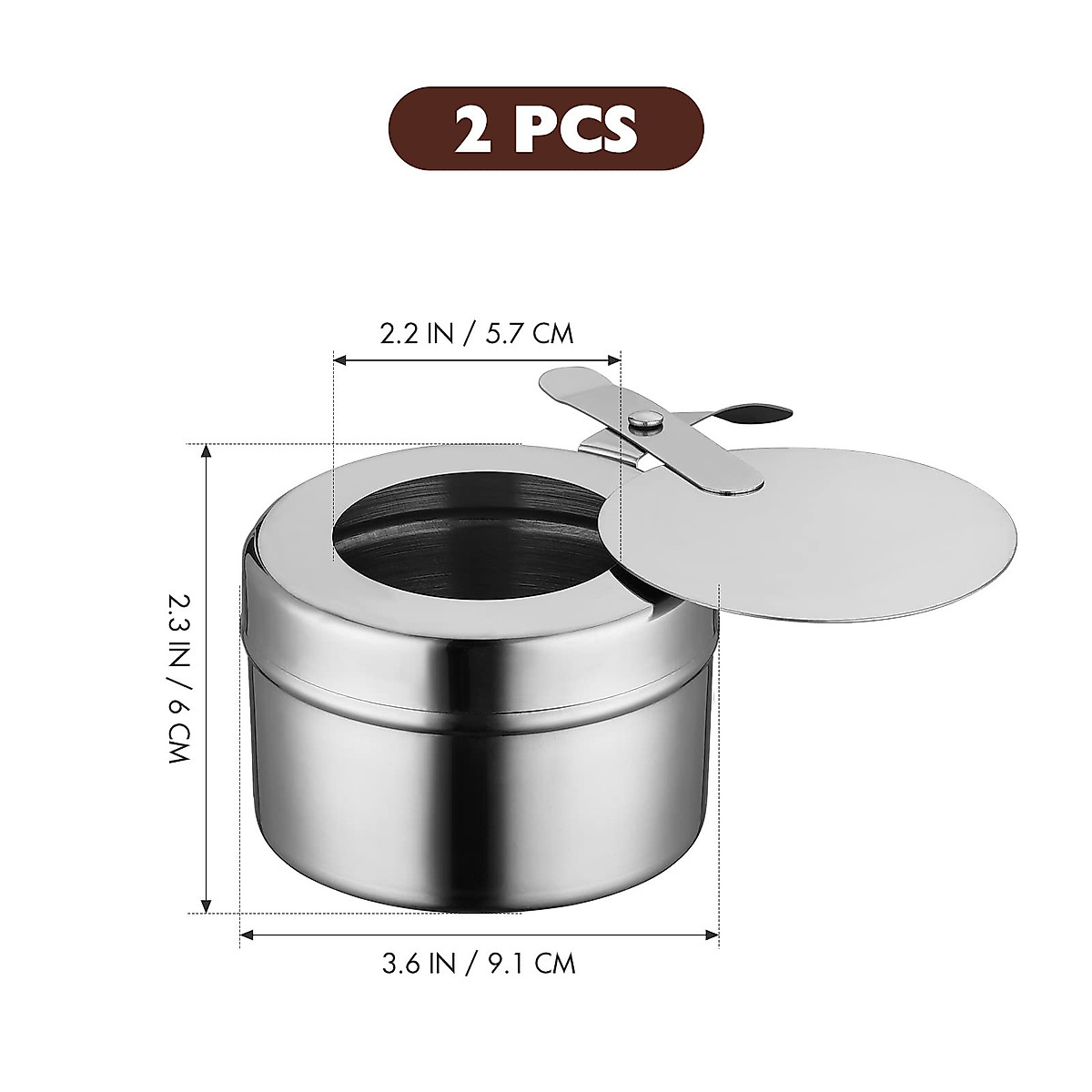 Kichvoe 2pcs Stainless Steel Chafer Wick Fuel Holder Canned Heat Holder Chaffing Dishes Replacement for Buffets Catering Event
