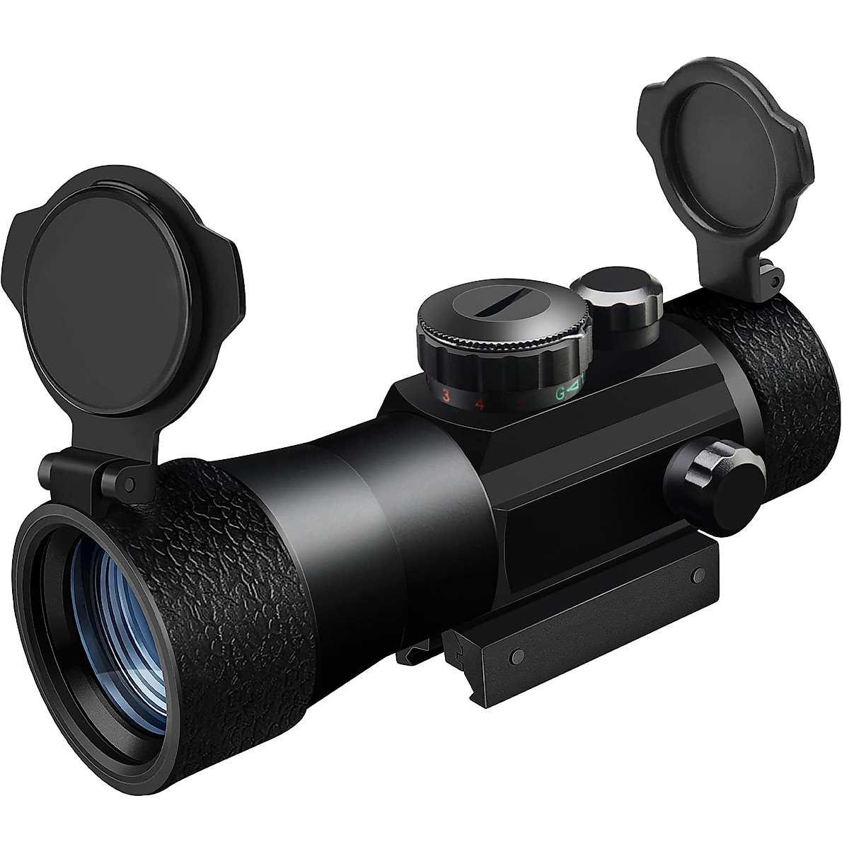 MOSANDON 3X44mm Red Green Dot Sight Scope,3X Eyepiece Reflex Sight with Lens Cap for 20mm/11mm Weaver Picatinny Rail Mount