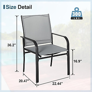 Crownland Outdoor Wrought Iron Dining Chairs Set of 6, Patio Textilene Dining Chair with High Backrest, Metal Frame Furniture Chairs with Armrests for Yard, Deck, Backyard, Lawn, Poolside (Grey)