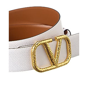 Valentino Vlogo Reversible Leather Belt, 70, Brown