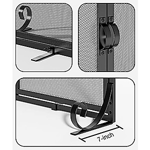 Fire Beauty Fireplace Screen with Hinged Doors, Powder Coated Steel Frame, Metal Mesh, Handcrafted Solid Steel,Decorative Design, Free Standing Spark Guard